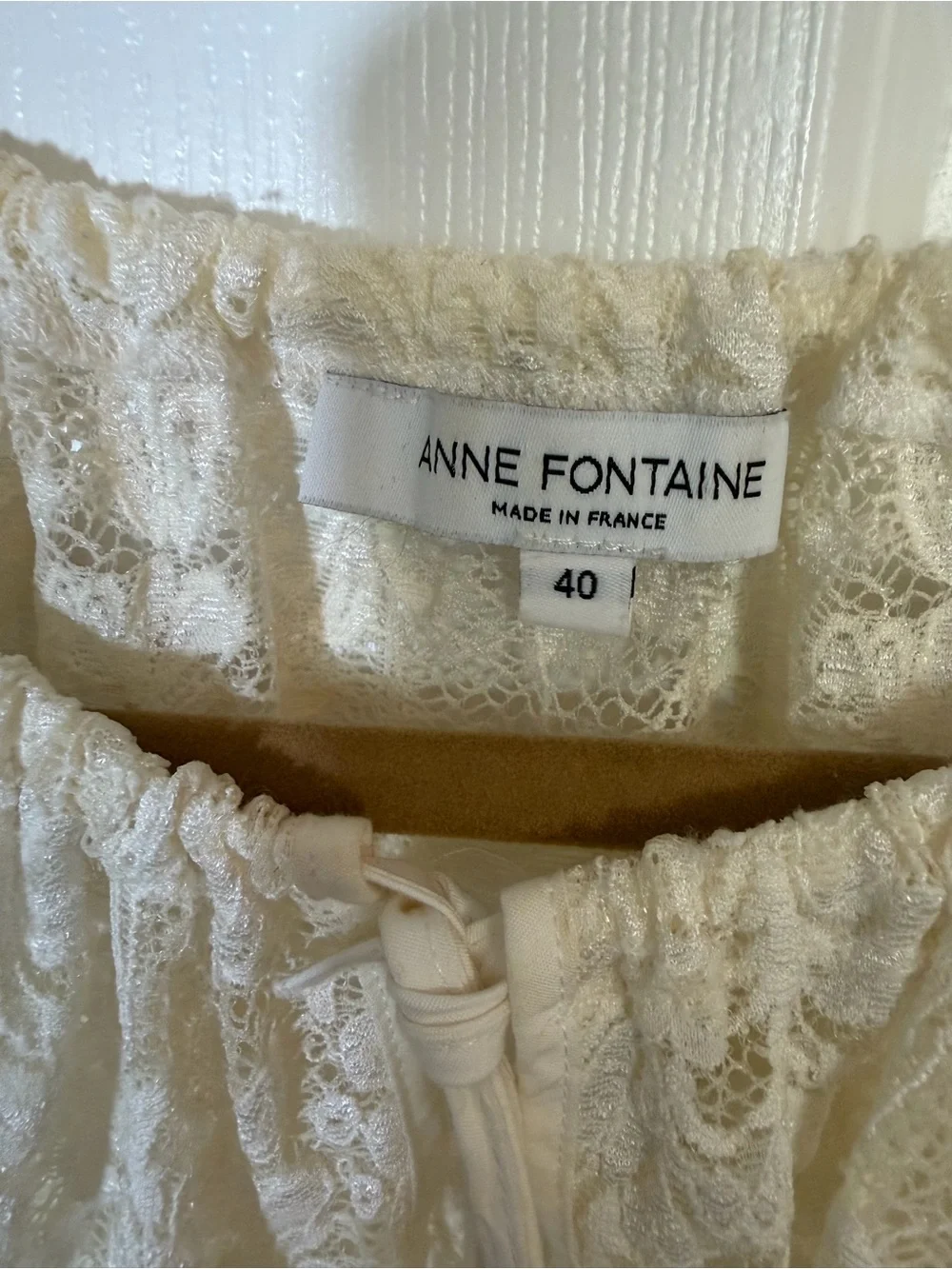 Anne Fontaine | Tops | Anne Fontaine France Cream Lace Peasant Blouse ...